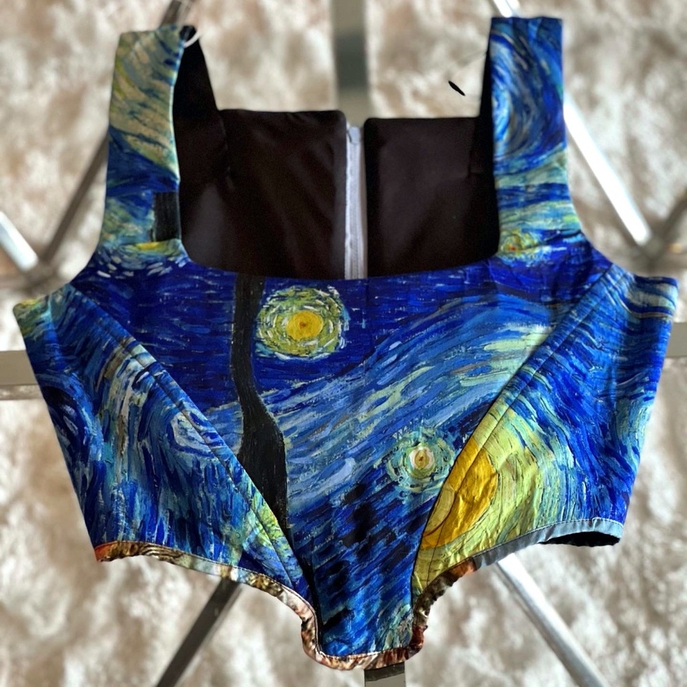 Starry Night By Vincent Van Gogh Print Corset Top - Gem